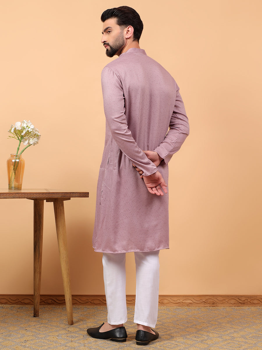 Traditional Ethnic Wear Lavender Embellished Sequinned Straight Rayon ...