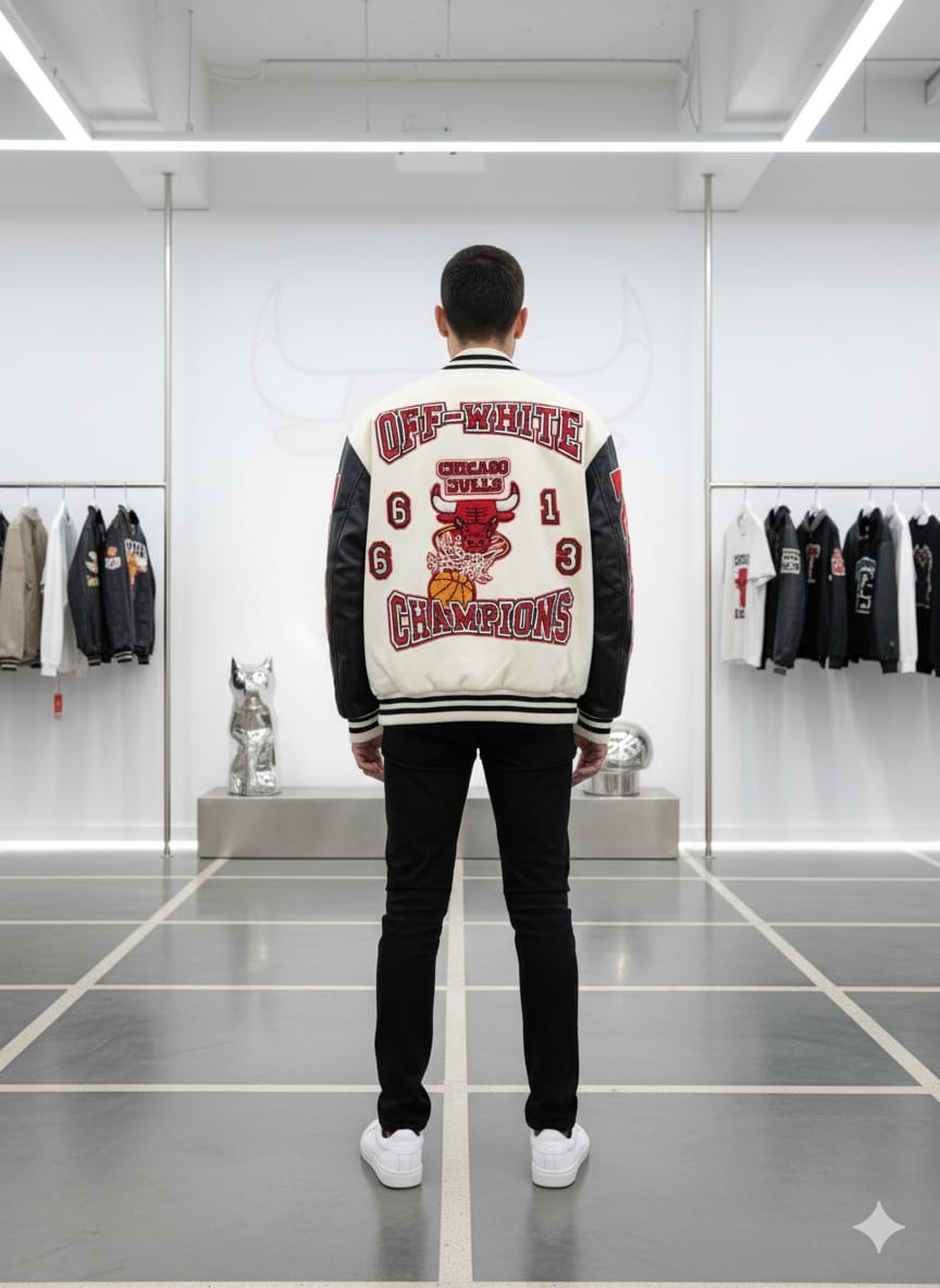 Premium Varsity Jacket with Chicago Bull Patch & Bold Embroidery – Yard ...