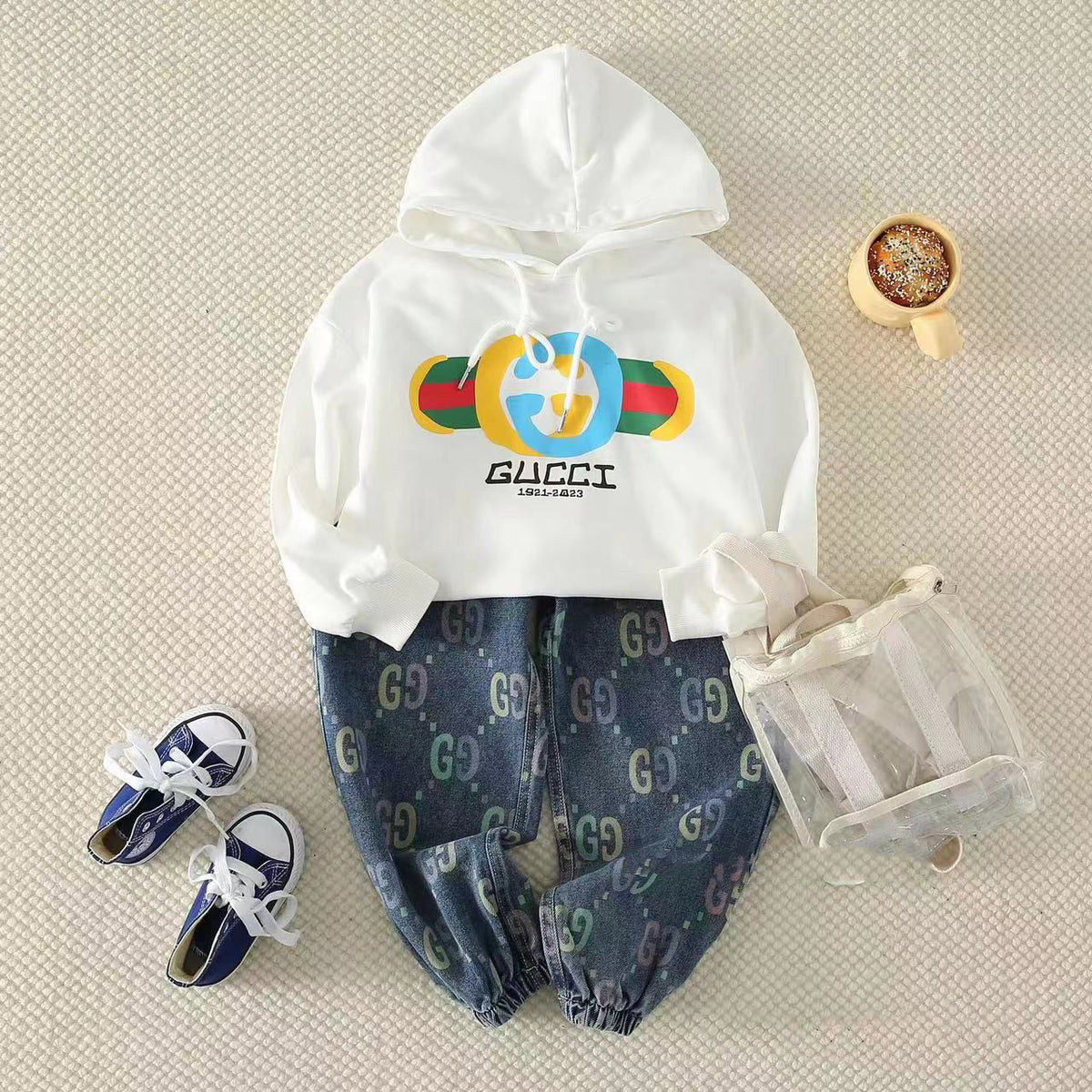 GG Interlocking Graphic Print Cute Track set For Kids – Yard of Deals